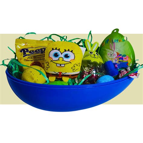 Happy Easter Basket Pre Filled Surprise Jumbo Egg W Spongebob Plush Balloon Eggs Peeps Candies