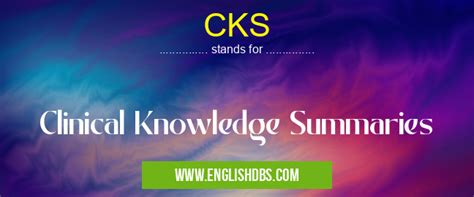 C K S What Does Cks Mean In Medical Clinical