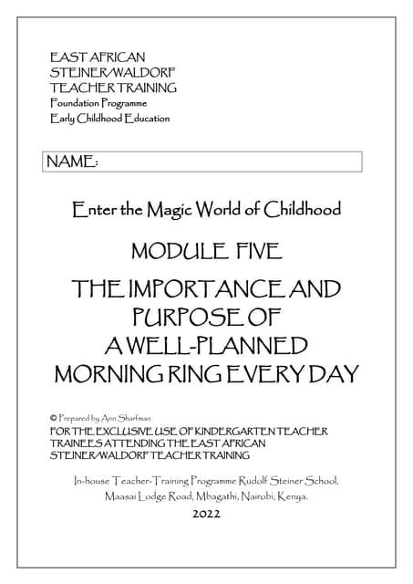 Kindergarten Module 5 Morning Ring Docx