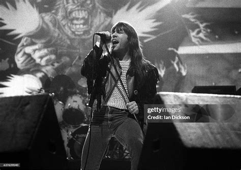 Bruce Dickinson Of Iron Maiden Performing On Stage At Wembley Arena