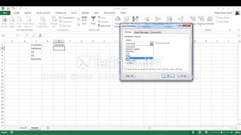 How To Create Drop Down Using Data Validation Ms Excel Youtube