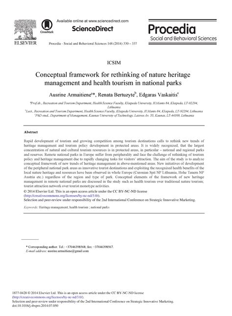 Conceptual Framework For Rethinking Of Nature Heritage Procedia Social And Behavioral