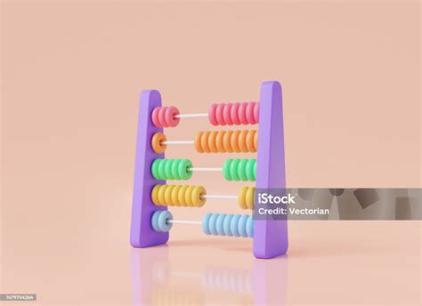다채로운 구슬이 있는 3d 주판 수학 장치 계산 숫자 세기 숫자 세기를 배우는 아이들을 위한 주판 재무 관리 및 수학 교육 개념입니다 3d 렌더링 그림입니다 분홍색 배경에
