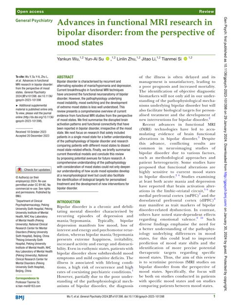 Pdf Advances In Functional Mri Research In Bipolar Disorder From The