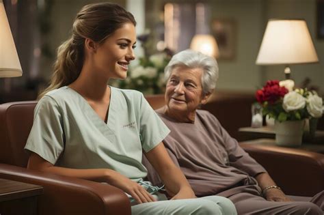 Premium Ai Image Beautiful Young Nurse Talking To Her Senior Patient