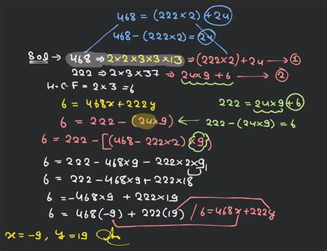 Express The Hcf Of 468 And 222 As 468x 222y In Two Different Ways Wher