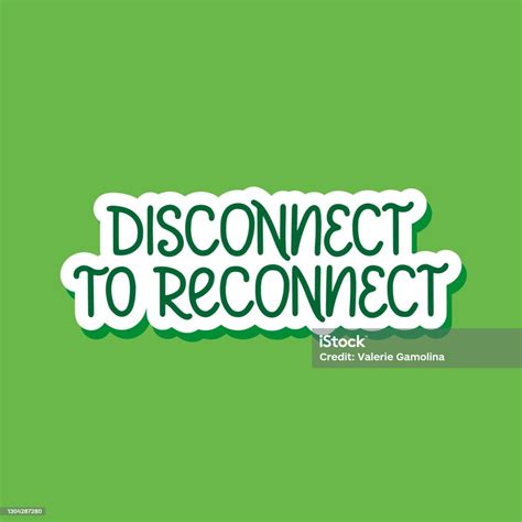 다시 연결 연결을 끊기 디지털 해독에 대한 벡터 낙서 문자 인용 녹색 글자 카드 엽서 배너 포스터 스티커 및 소셜 미디어를 위한