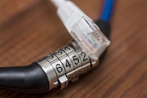 Computer Internet Cable And Lock Internet Security Concept Stock Image Image Of Online Crime