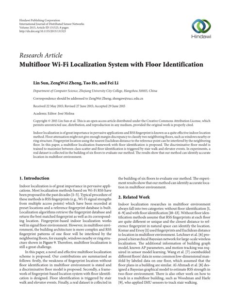 Pdf Multifloor Wi Fi Localization System With Floor Identification