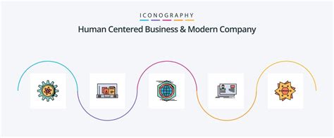Human Centered Business And Modern Company Line Filled Flat 5 Icon Pack