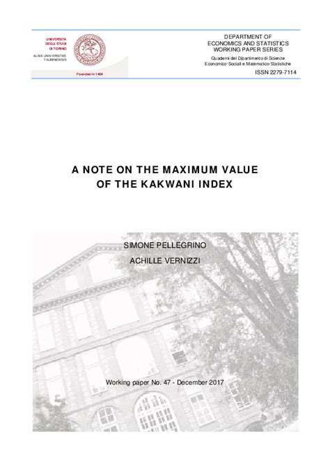 Pdf A Note On The Maximum Value Of The Kakwani Index