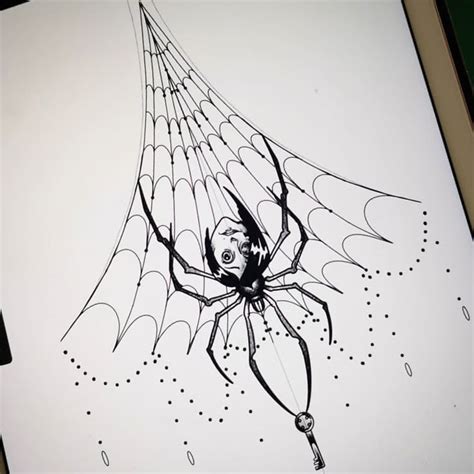 Corner Spider Web Tattoo Halloween Sternum Tattoo Coraline Spider