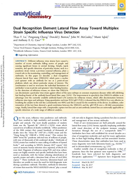 Pdf Dual Recognition Element Lateral Flow Assay Toward Multiplex