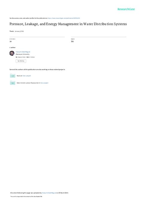 Pdf Pressure Leakage And Energy Management In Water Distribution Systems