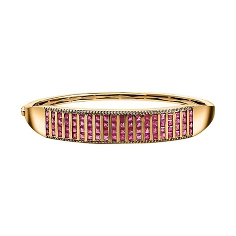 African Ruby Bangle Size 75 In 18k Vermeil Yellow Gold Plated Sterling Silver 1050 Ct