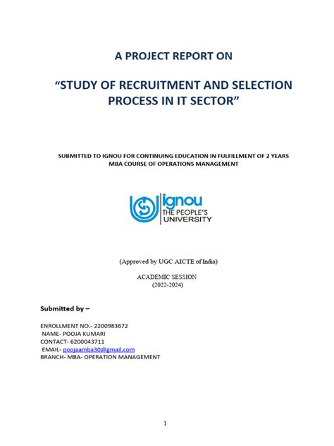 Ignou Project Pdf Recruitment Human Resource Management