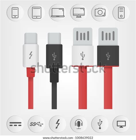 Set Usb Usb Type C Interfaces Stock Vector Royalty Free Shutterstock