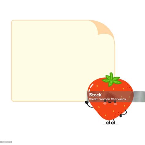 귀여운 딸기 포스터 캐릭터 벡터 손으로 그린 만화 Kawaii 캐릭터 그림입니다 격리된 흰색 배경입니다 포스터와 딸기 건강한 생활방식에 대한 스톡 벡터 아트 및 기타 이미지