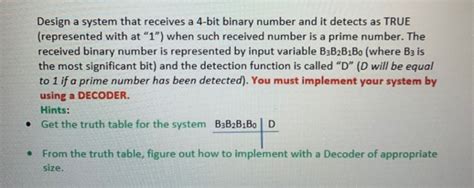 Solved Design A System That Receives A 4 Bit Binary Number