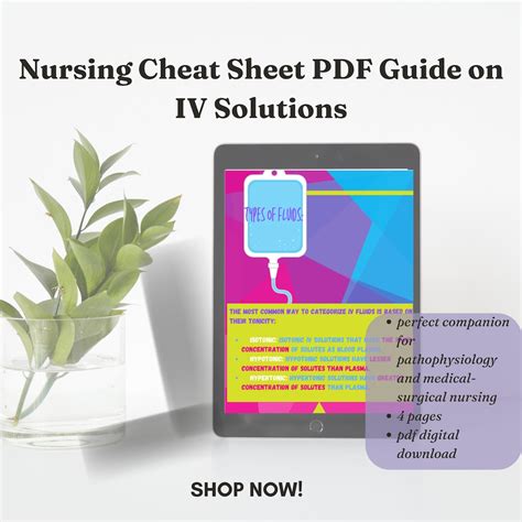 Nursing Cheat Sheet Pdf Guide To Iv Solutions Instant Printable