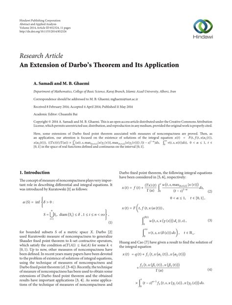 pdf an extension of darbo s theorem and its application
