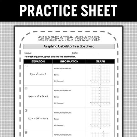 Quadratic Graphs Ti Nspire Graphing Calculator Reference Sheet And Practice