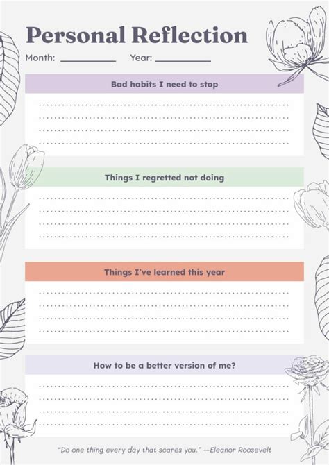 Reflective Journal Template Journal Templates