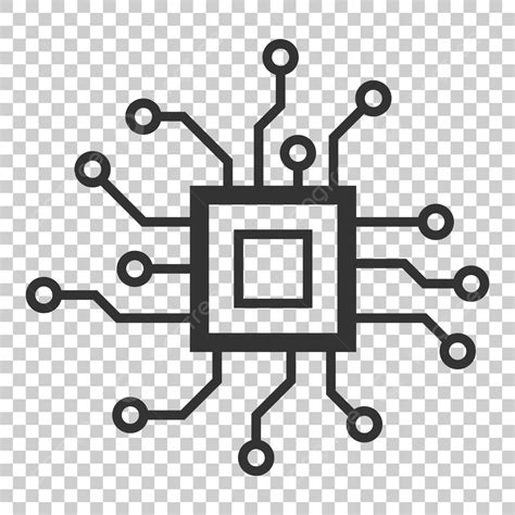 Flat Circuit Board Icon With Microchip Isolated Background Vector Banner Hardware Board PNG