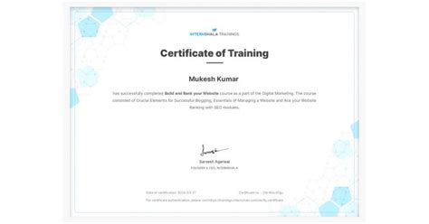 Mukesh Kumar On Linkedin Successfully Completed The Build And Rank Your Website Training From…