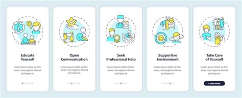 2d значки представляющие воспитание детей набор экранов мобильных приложений тонкой линии