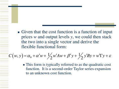 Ppt Cost Functions And The Estimation Of Flexible Functional Forms Powerpoint Presentation