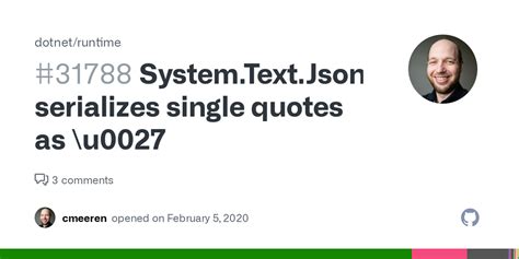 System Text Json Serializes Single Quotes As U Issue Dotnet Runtime GitHub