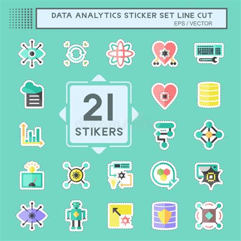 Data Analytics Sticker Line Cut Set. Suitable for Data Analytics Symbol. Simple Design Editable ...