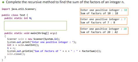 Solved Complete The Recursive Method To Find The Sum Of The