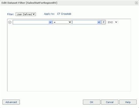 Edit Dataset Filter Dialog Box Properties