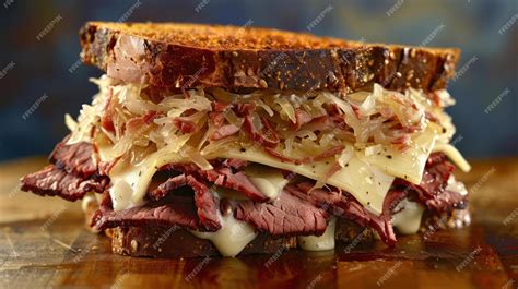 A Platter Of Sliced Smoked Brisket Pastrami With Sauerkraut And Cheese