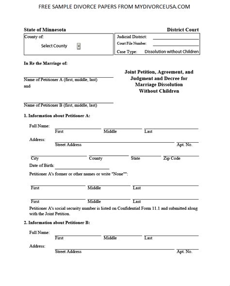 Printable Divorce Papers Divorce Papers Free Print Online
