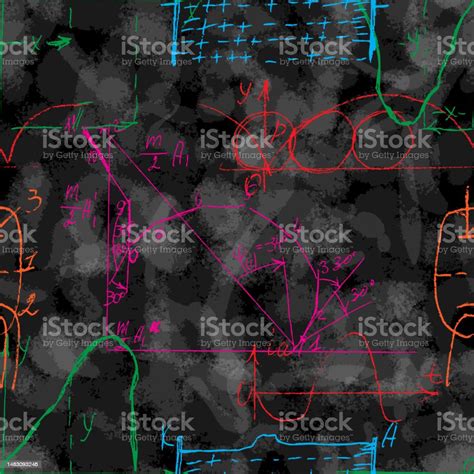 수학과 기하학의 원활한 패턴 끝없는 필기와 분필 보드에 다양한 그래프 솔루션의 그리기 수학 과목 그래픽 대학 강의 벡터 계산함에 대한 스톡 벡터 아트 및 기타 이미지