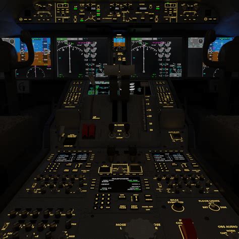 Boeing 787 Cockpit At Night