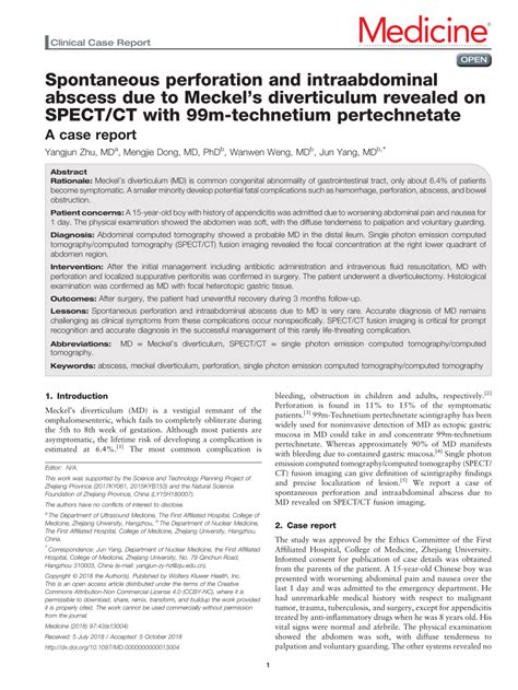 Pdf Spontaneous Perforation And Intraabdominal Abscess Due To Meckels Diverticulum Revealed