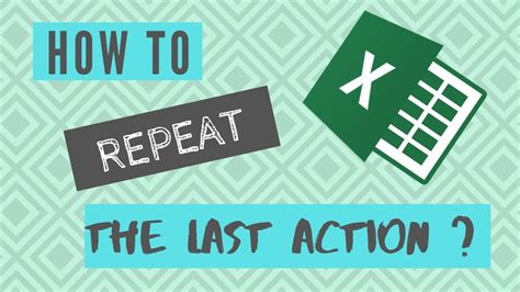 Excel Tips How To Repeat The Last Action In Excel Youtube