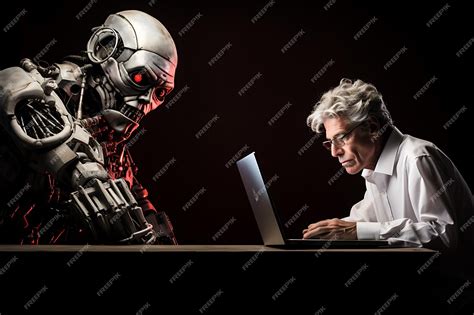 Premium Photo Developer At Laptop And Computer With Open Robotic Soft