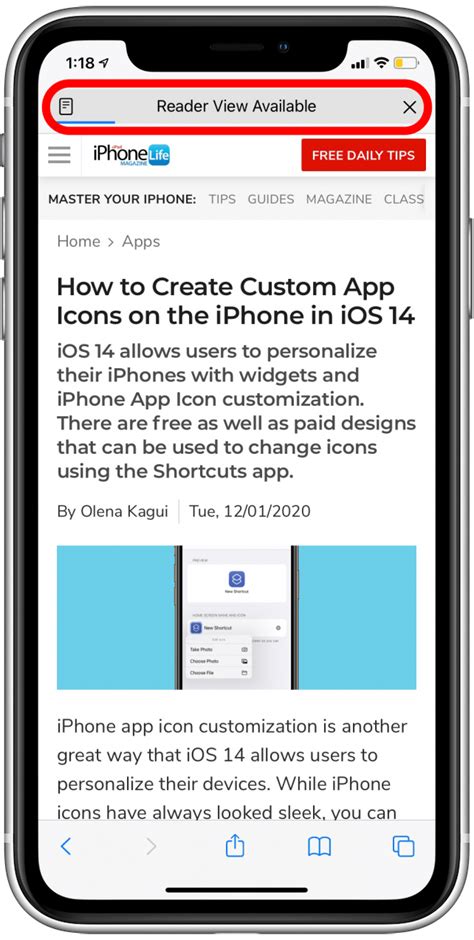 how to customize a web page in safari reader mode