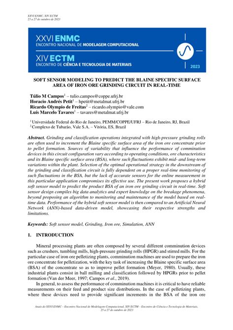 pdf soft sensor modeling to predict the blaine specific surface area