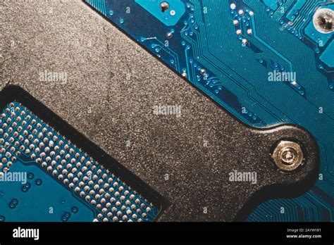 Processor Pins Macro Computer Motherboard Close Up Cpu Pins On A Circuit Board Micro Elements