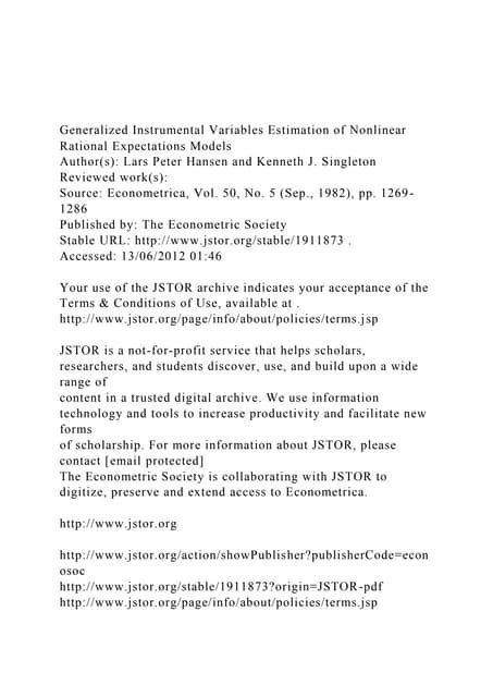 Generalized Instrumental Variables Estimation Of Nonlinear Ratdocx