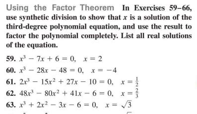 Solved Using The Factor Theorem In Exercises Use Chegg