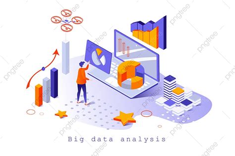 big data analysis concept in 3d isometric design development webpage