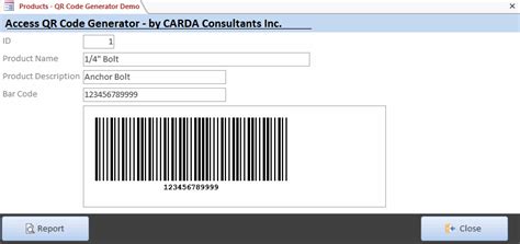 Access Bar Code Generator Developers Hut