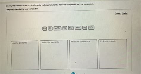 solved classily the substances as atomic elements molecular